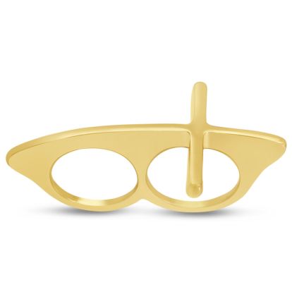 Gold Cross Double Finger Ring | SuperJeweler.com