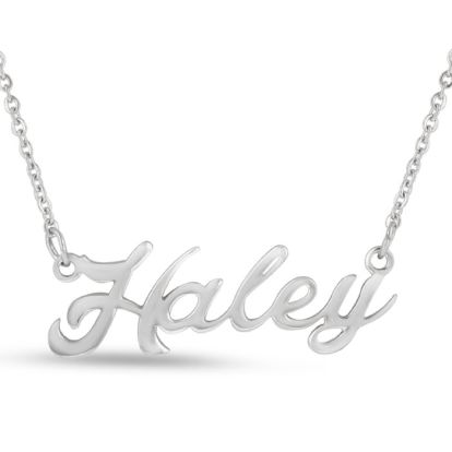 Haley Nameplate Necklace In Silver | SuperJeweler.com