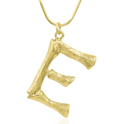 Initial Necklace | "E" Bamboo Initial Necklace In Gold Overlay ...