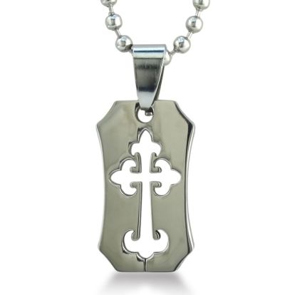Stainless Steel Cross Cut Out Dog Tag | SuperJeweler.com