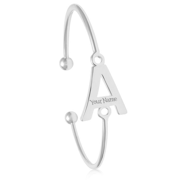 Initial Bracelets |"A" Initial Bangle Bracelet In Silver Tone| SuperJeweler