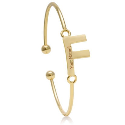 FREE ENGRAVING Initial Bracelets | F Initial Bracelets | Yellow Gold "F ...